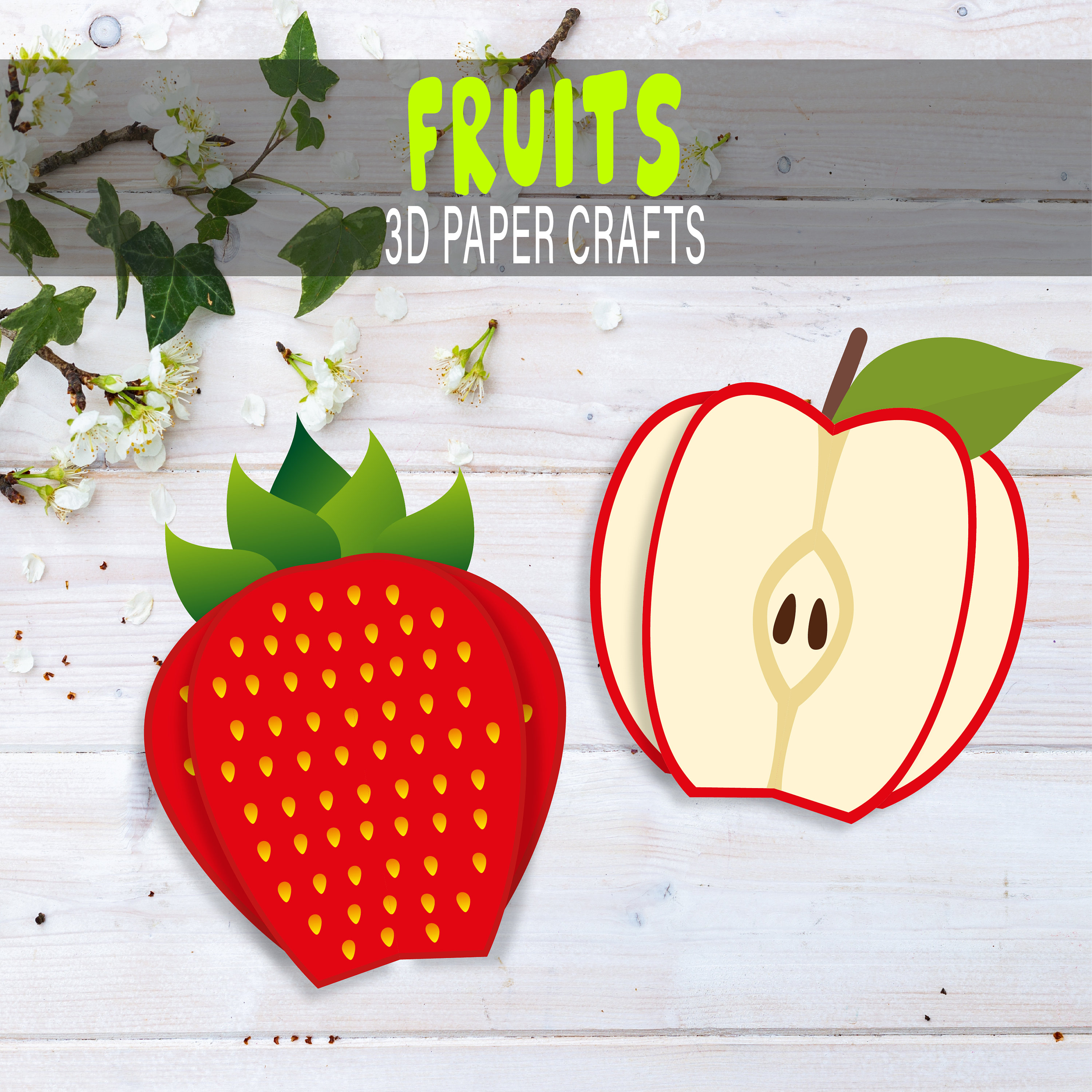 3D Fruit Papercraft, Kids Activities Page, Printable, Fruit Basket ...