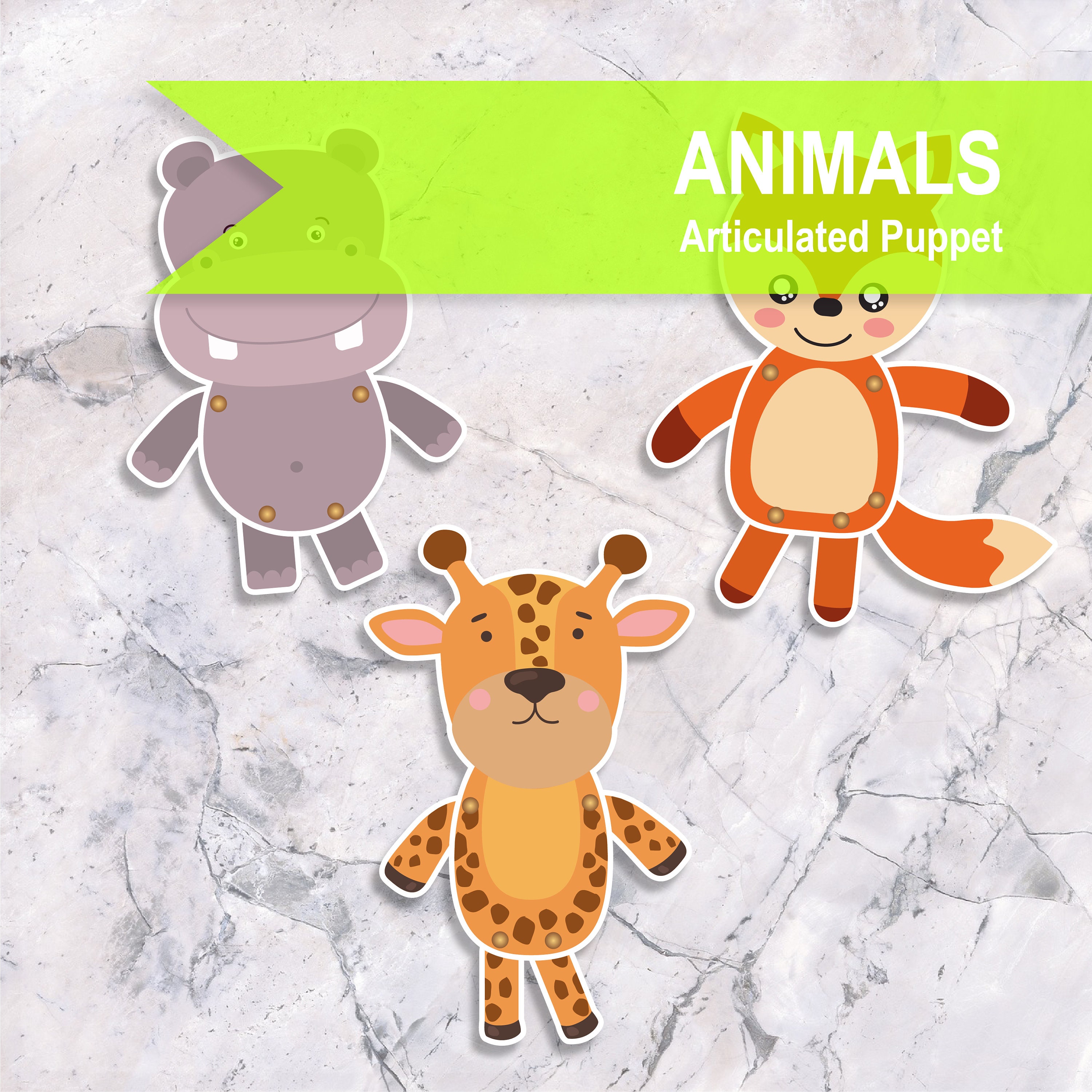 ANIMAL Articulated Puppets Printable Paper Doll Toddler Busy Book ...