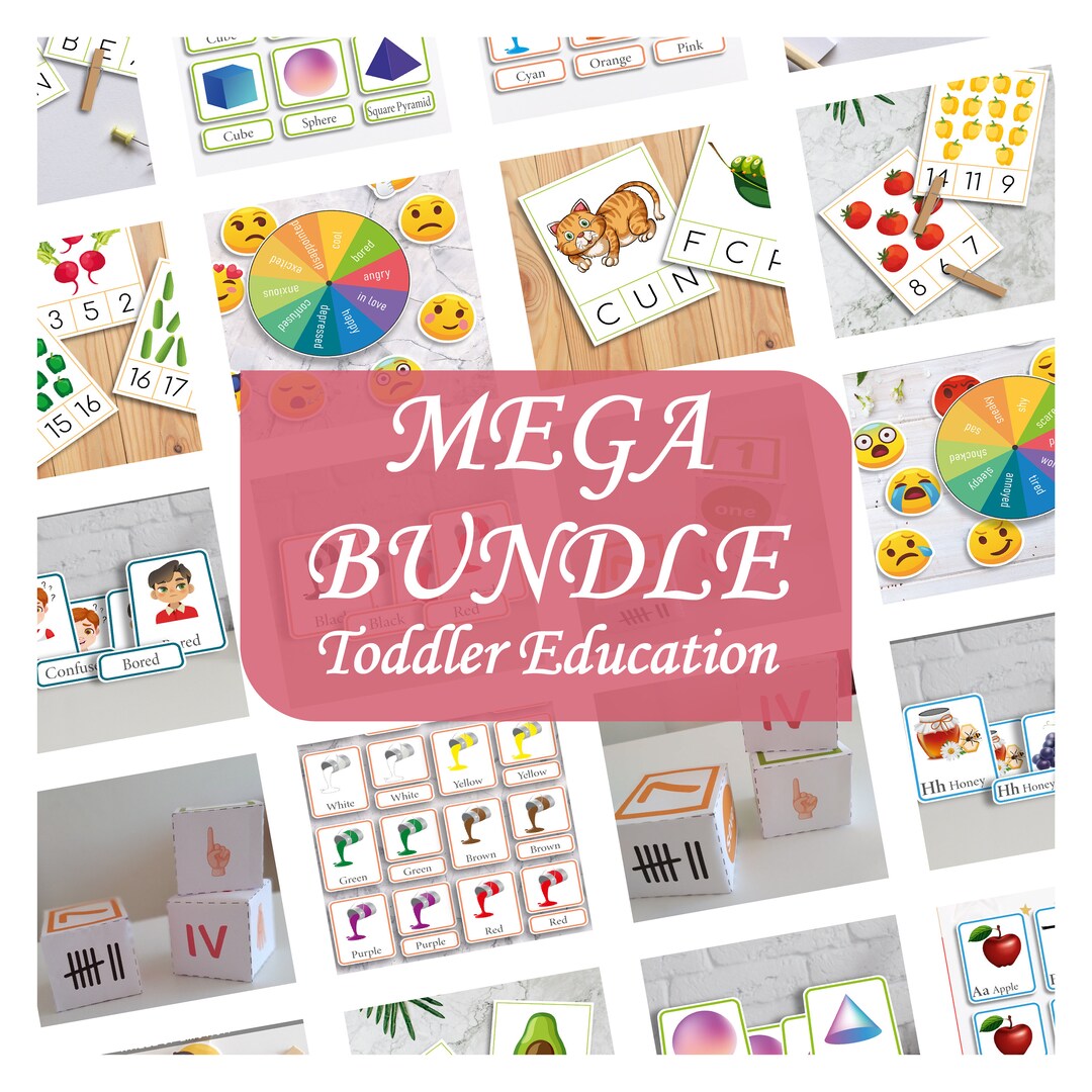 SET of Alphabet, Shapes, Color, Emotions Flashcard, Printable Clip Card ...