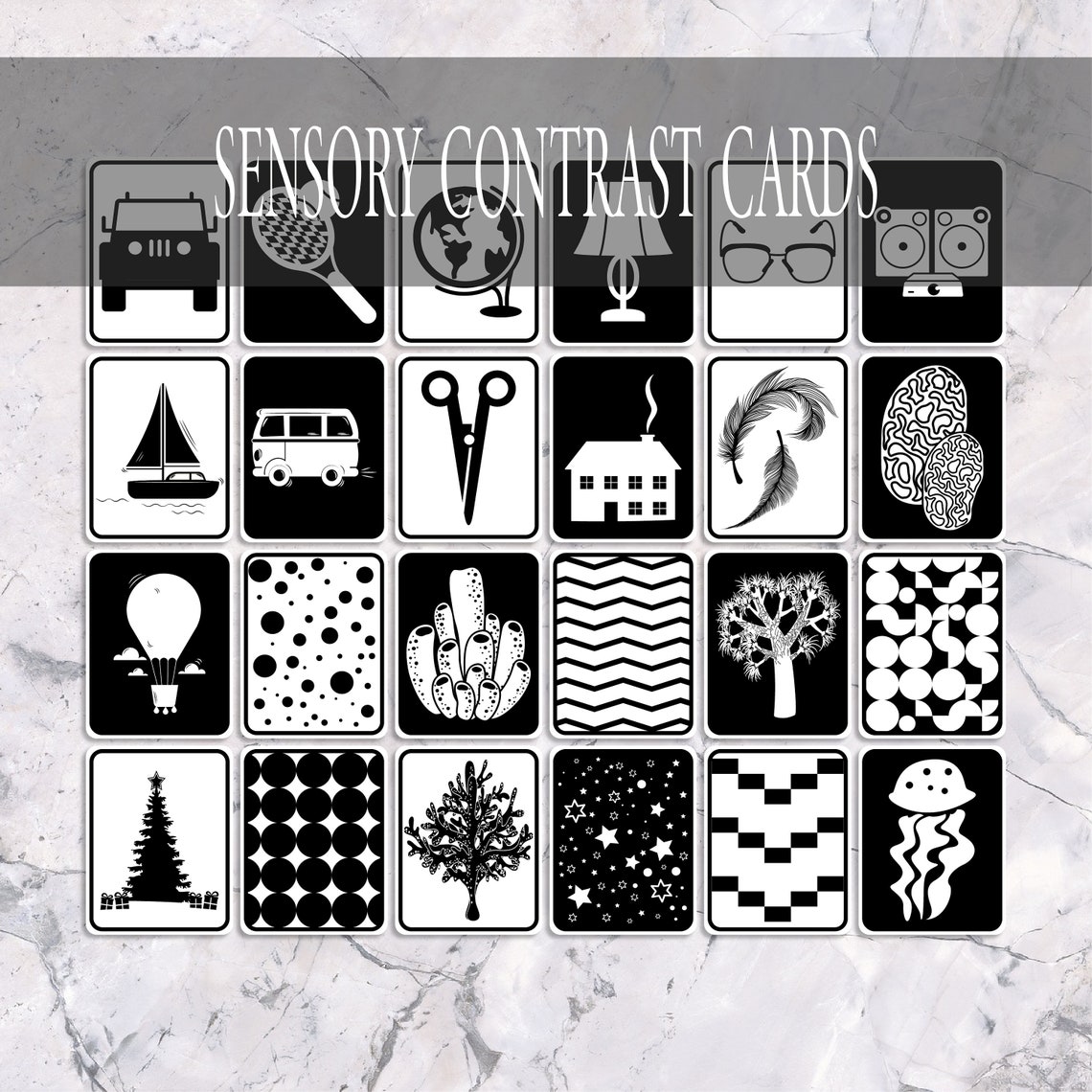 High Contrast Baby Cards Baby Contrast Cards For Newborn | Etsy