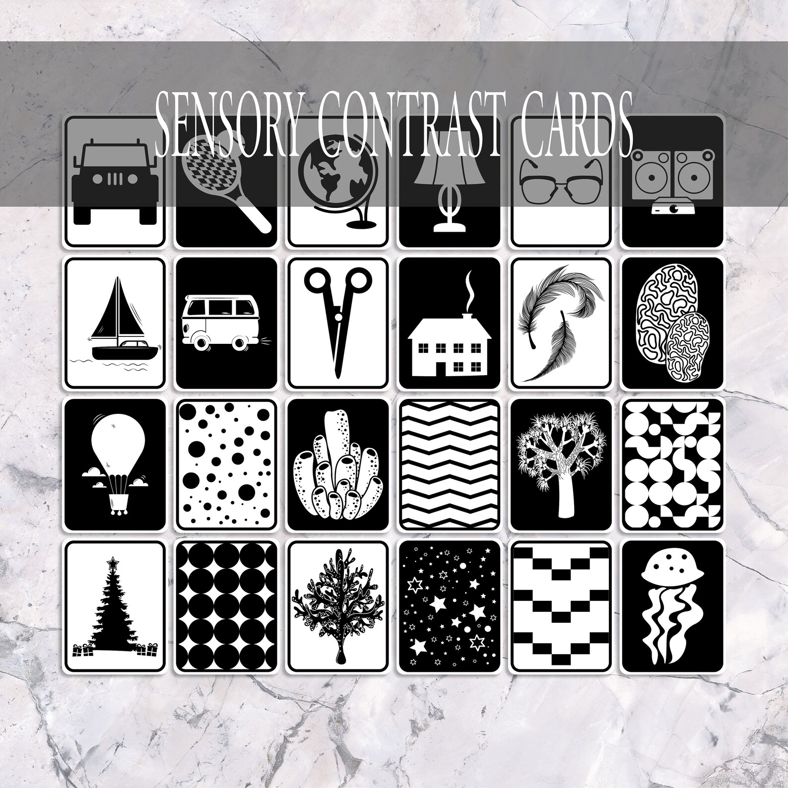 50 Printable Visual Stimulation Cards Montessori Sensory - Etsy España