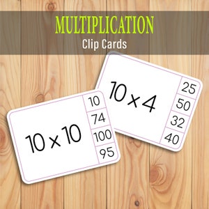MULTIPLICATION (110 Cards) Clip Cards, Math Flash Card, Printable ...
