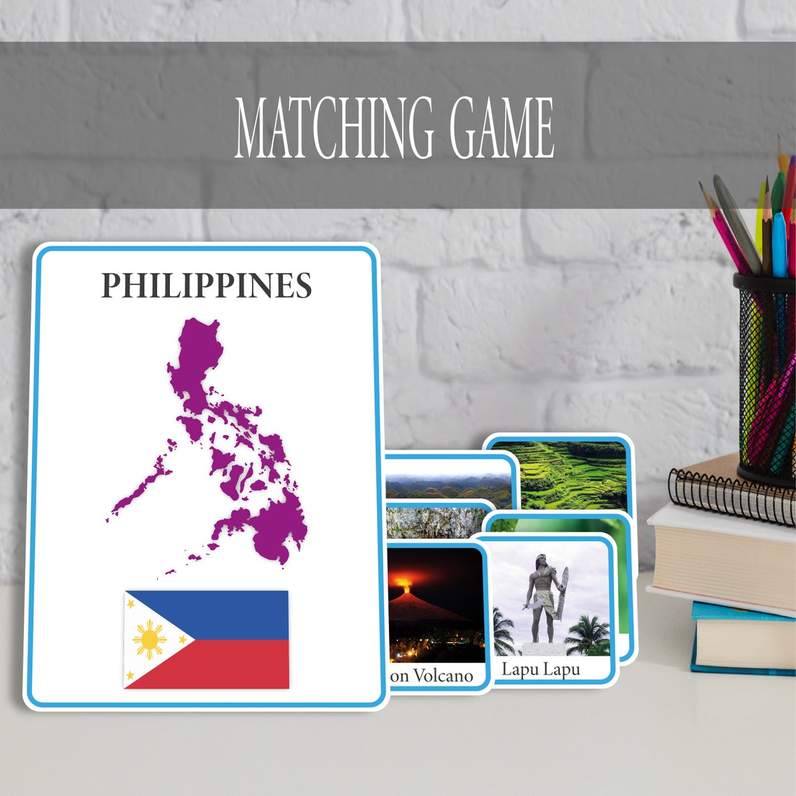 Asian Countries Matching Game Cards , Montessori Toddler Matching Game ...