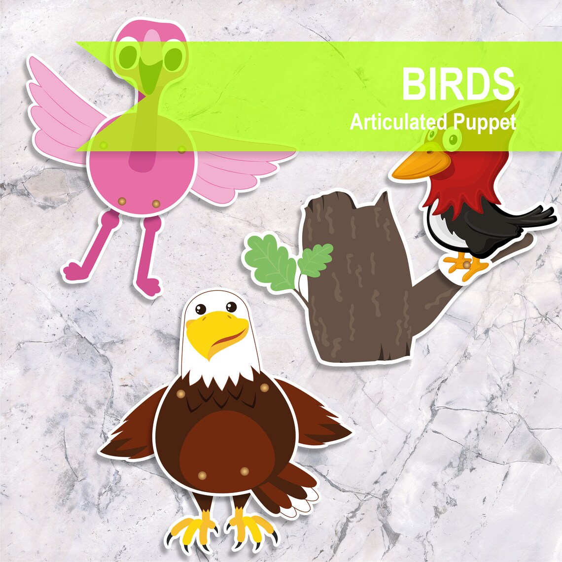 BIRD Articulated Puppets Printable Paper Doll Toddler Busy Book ...