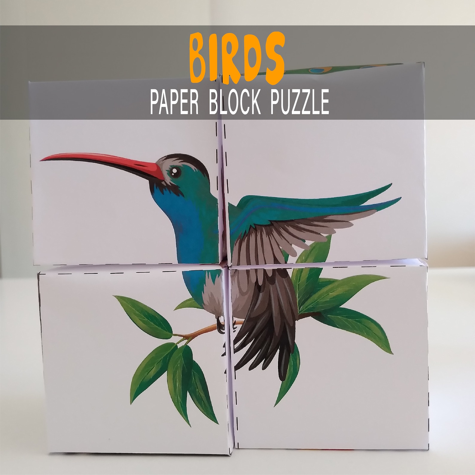 BIRDS Puzzle Paper Cubes Printable Blocks Toddler Busy Book, Montessori ...