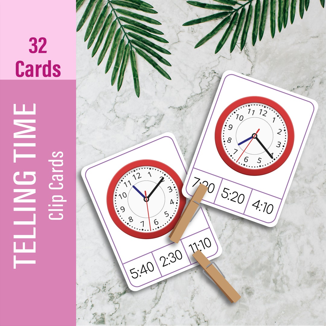 Telling Time Clip Cards: Montessori Clock Learning (PDF Printable) - Etsy