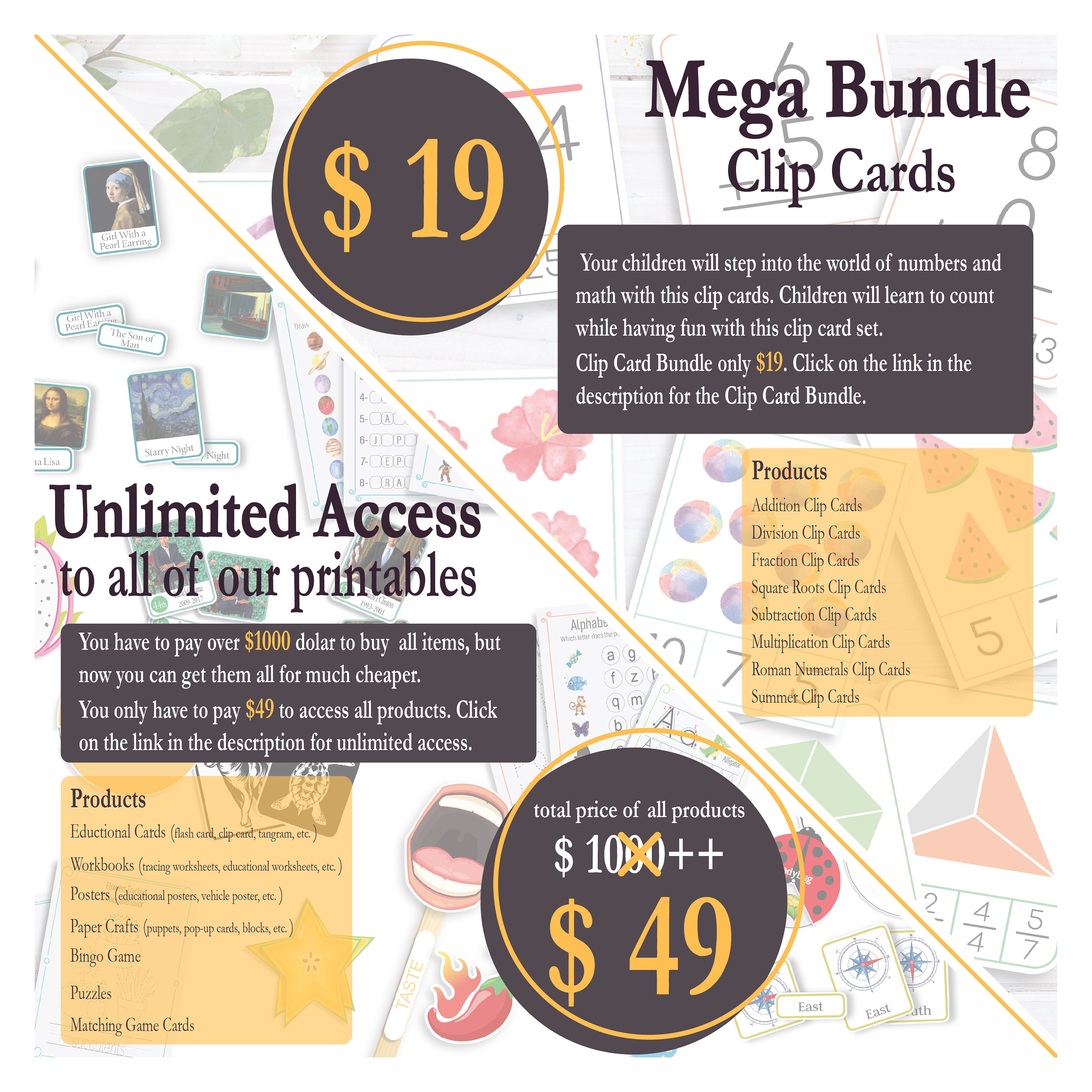 FRUITS 1-10 Count and Clip Cards Watercolor Printable Number Toddler ...