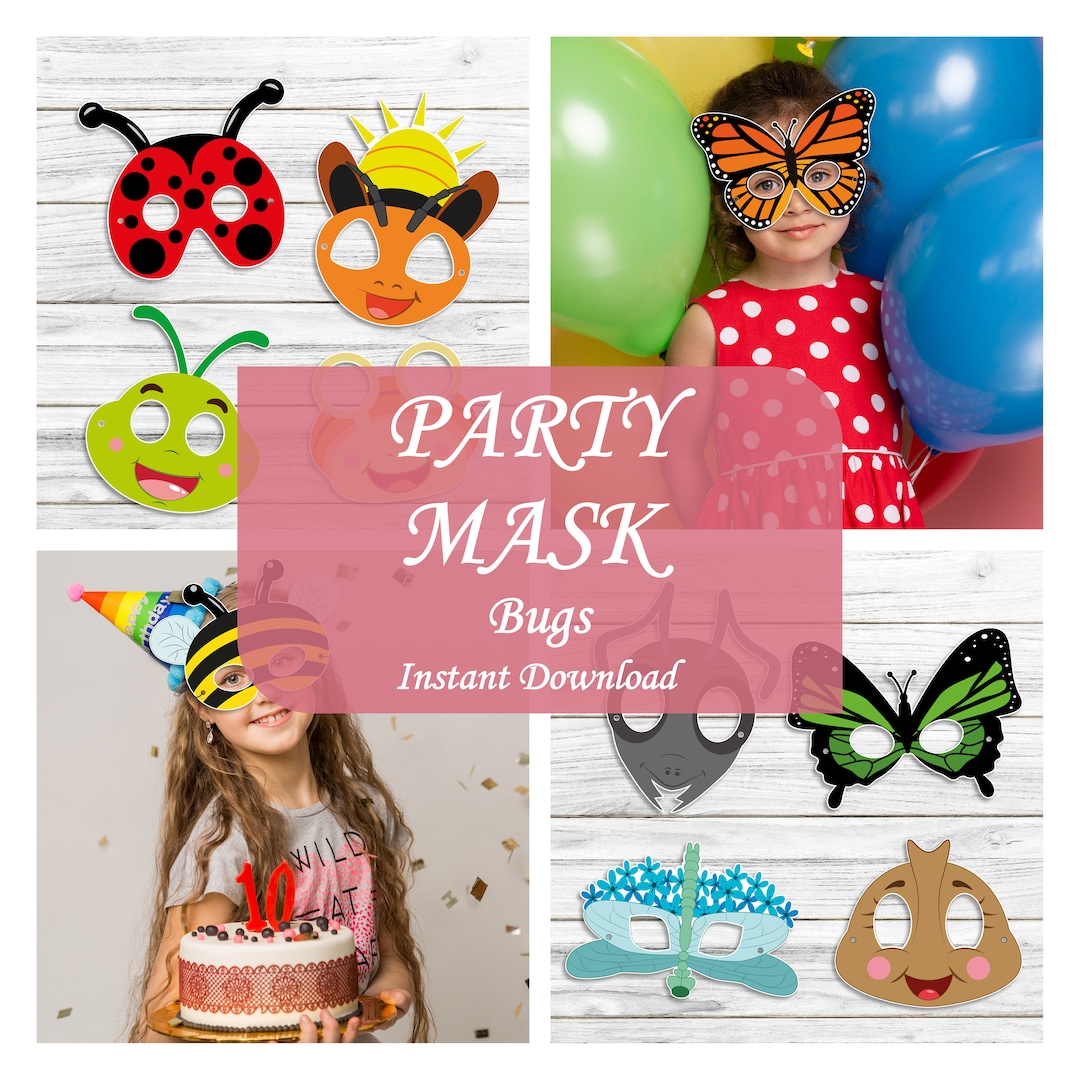 BUG Insect Masks, Animal Printable Paper Mask, Kid Party Mask ...
