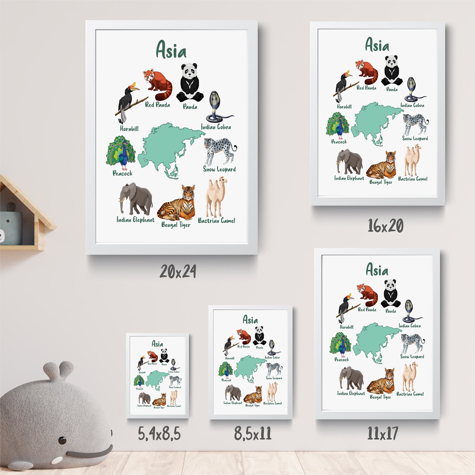 Set of Animal Educational Posters Continents Poster 7 - Etsy
