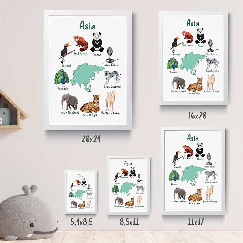Set of Animal Educational Posters Continents Poster 7 - Etsy
