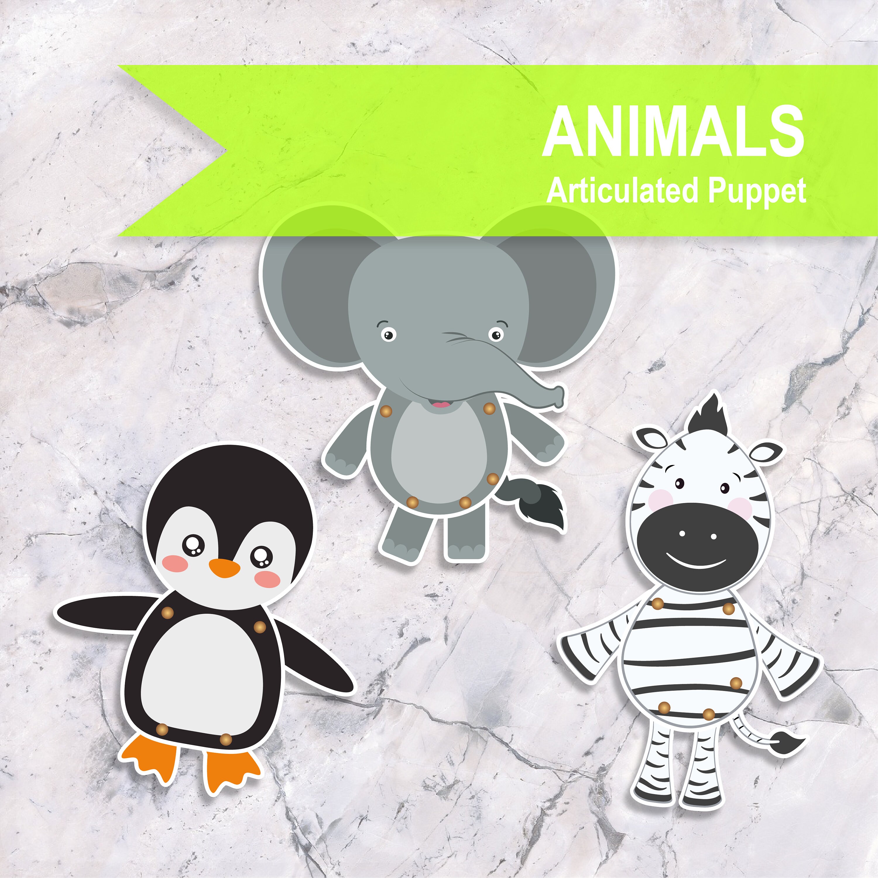 ANIMAL Articulated Puppets Printable Paper Doll Toddler Busy Book ...