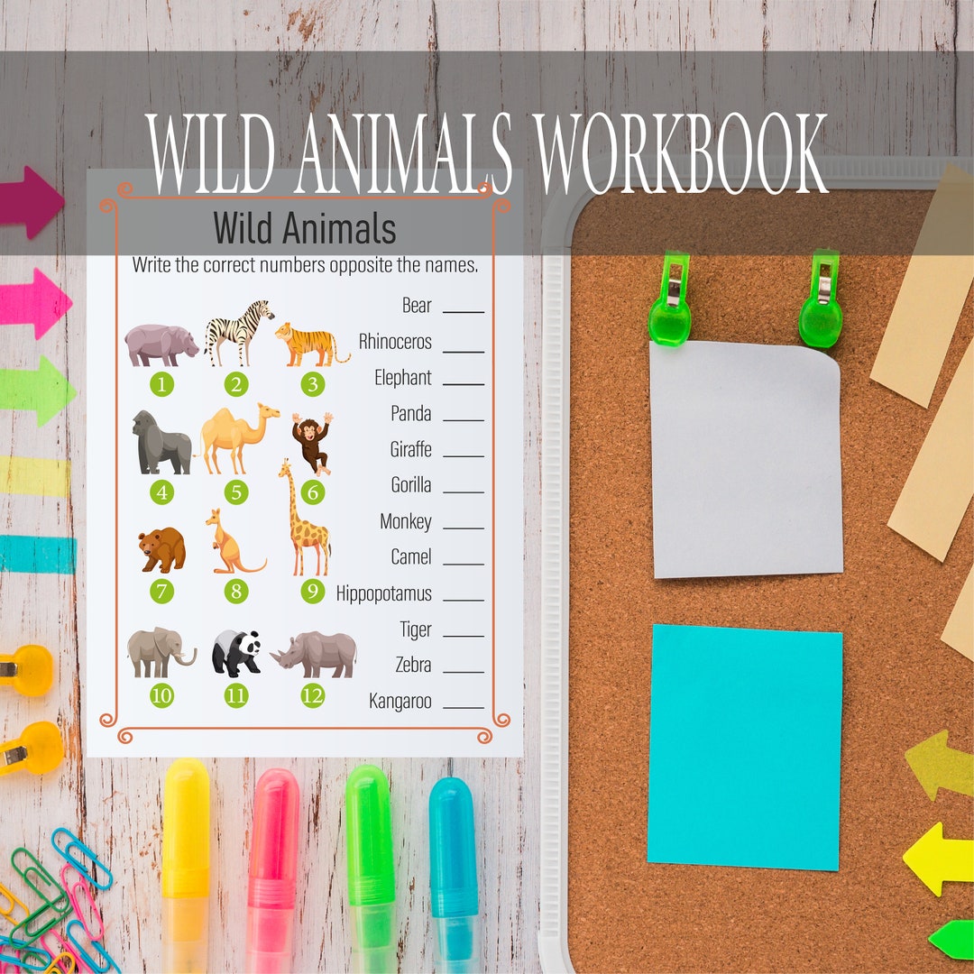 Wild Animal Printable Toddler Worksheet, Workbook, Montessori Busy Book ...