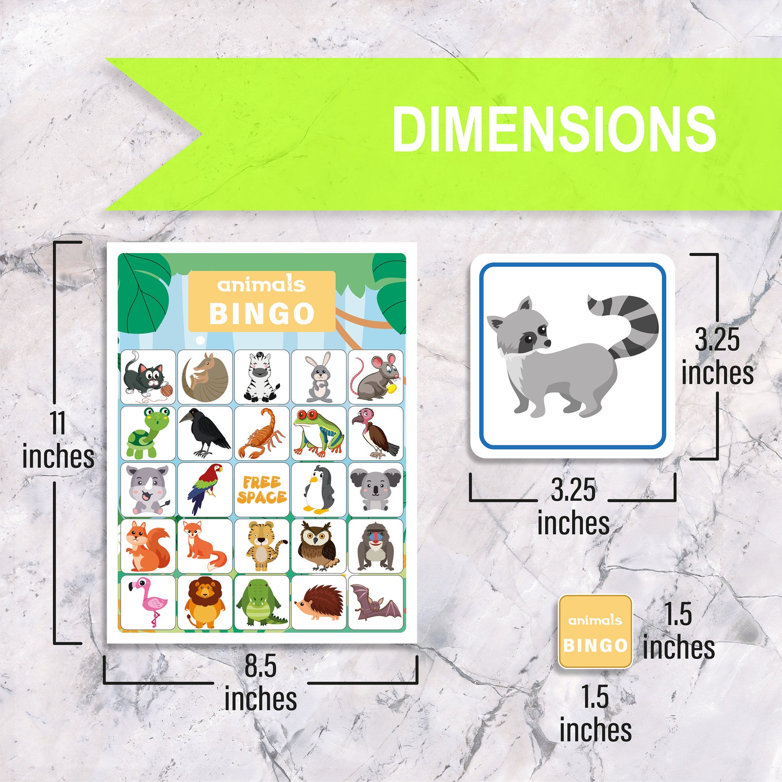ANIMAL BINGO 20 Cards Game, Zoo Printable Party Game, Instant Digital ...