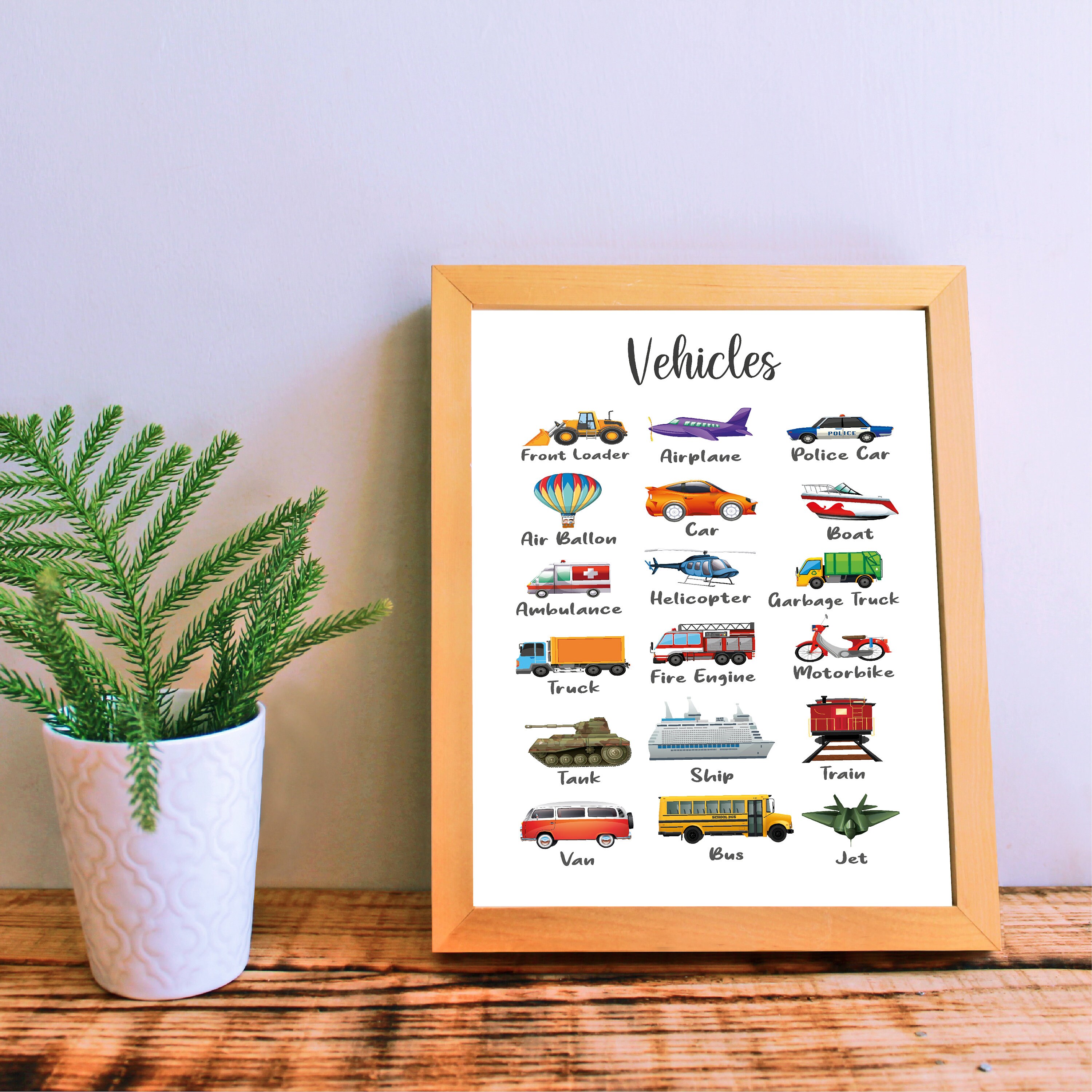 Vehicle Poster, Montessori Poster, Educational Homeschooling Learning ...