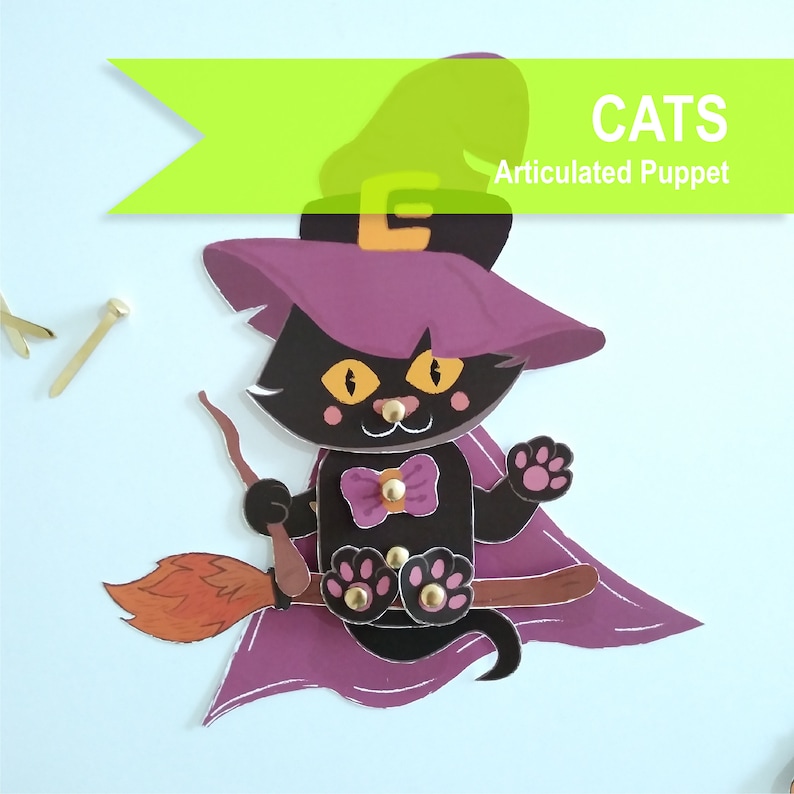 CAT Articulated Printable Paper Doll Digital Puppet, Mechanical Animals ...