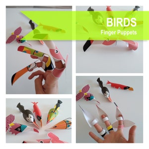 BIRD Finger Puppet Set, Animals Paper Printable Crafts, Birthday Party ...