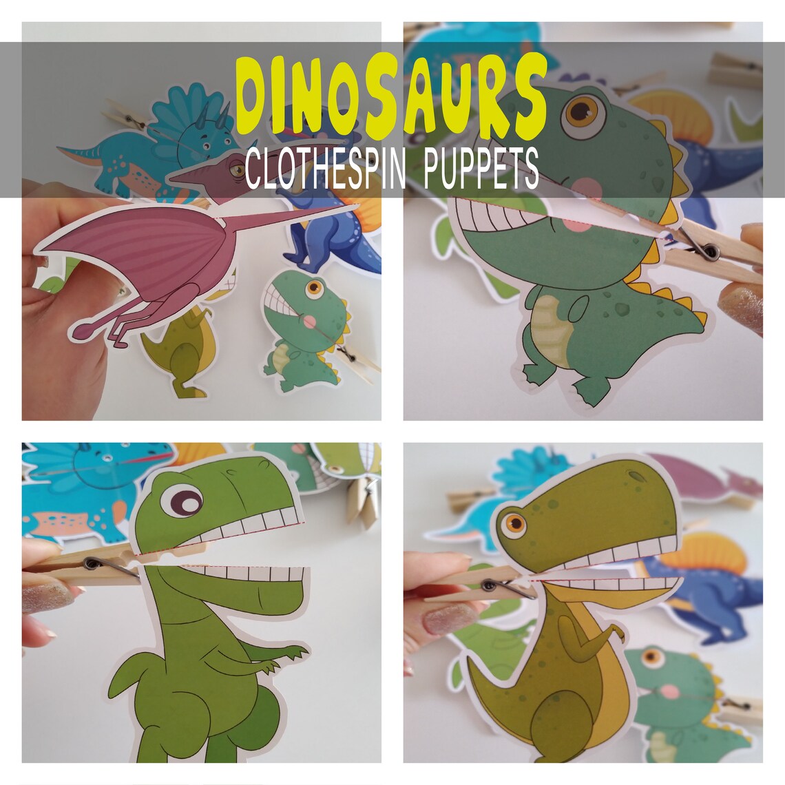 Dinosaur Clothespin Puppets: Montessori Paper Toys (DIY Kit) - Etsy Canada