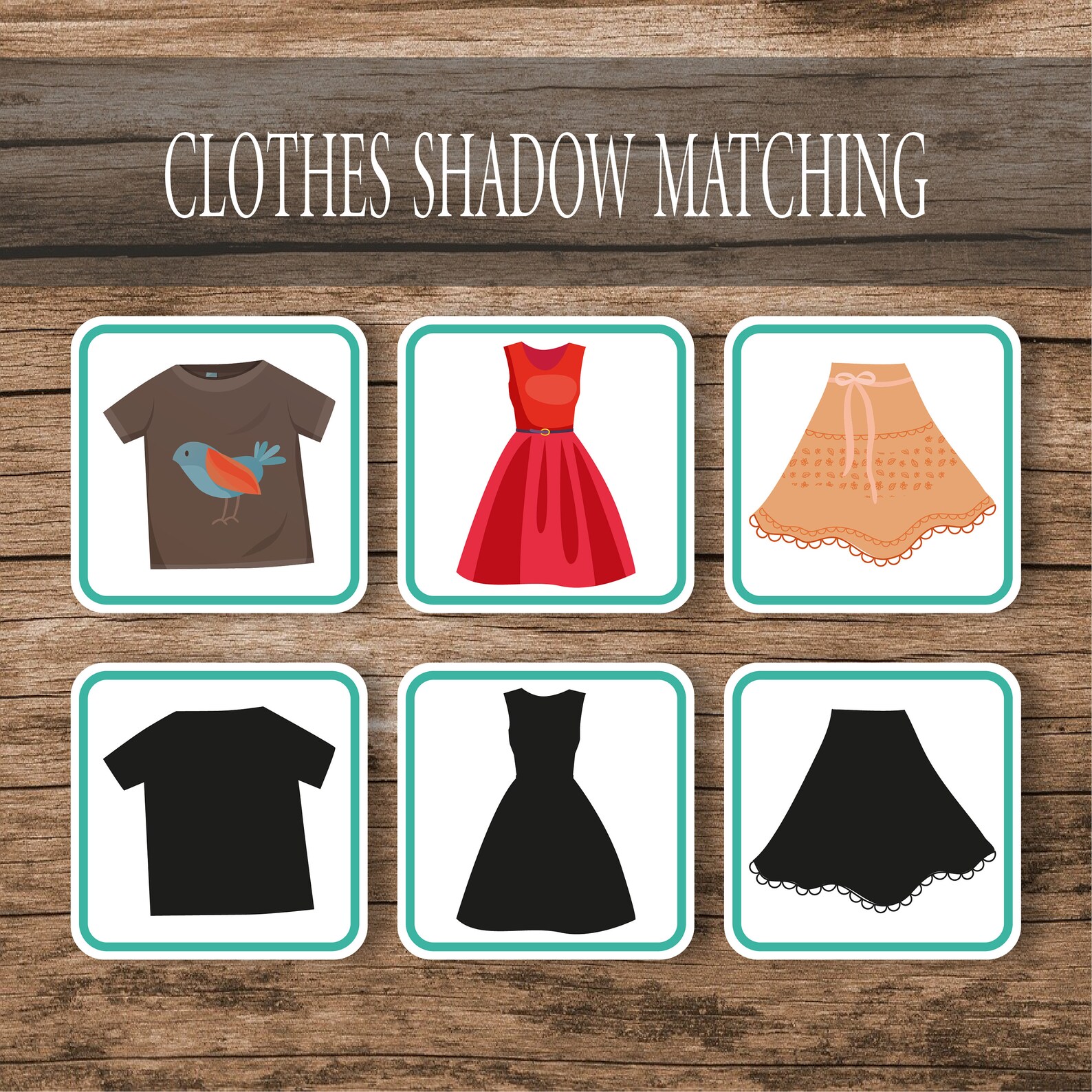 Clothes Shadow Matching Game Cards Montessori Toddler - Etsy