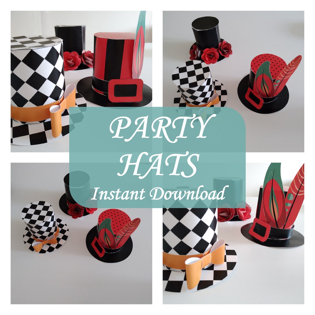 3D Hat Printable Paper Birthday Party Hat, Halloween Hats, Instant ...