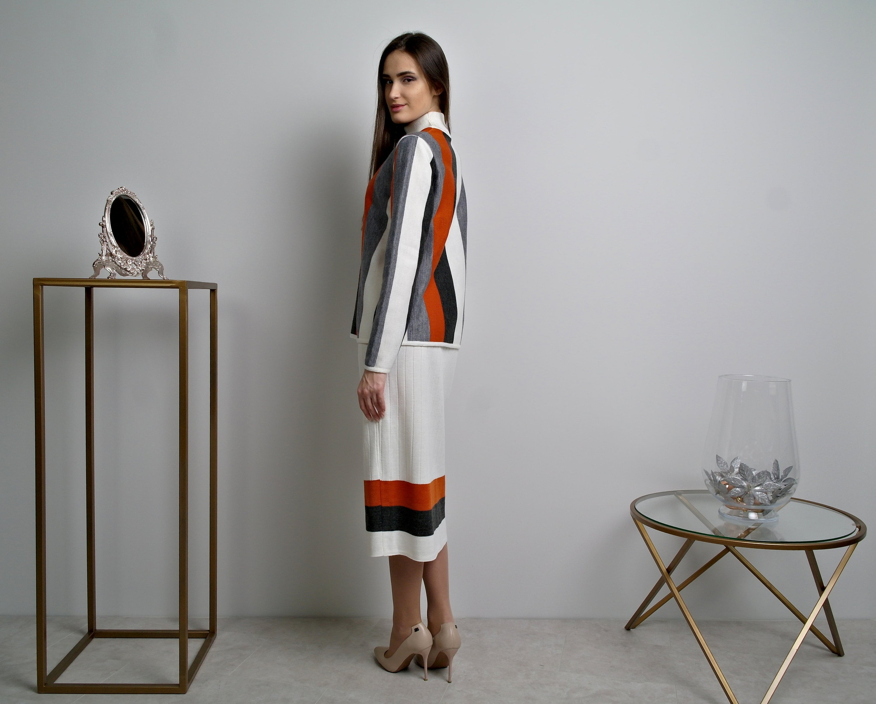 KNITTED SUIT Striped Autumn Suit Wool Women's Suit Knit - Etsy