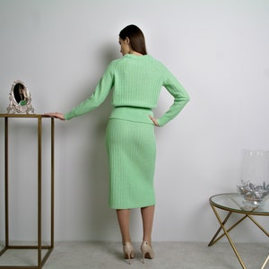 Mint Color KNITTED SUIT, WOMENS Knit Suit, Wool Knitted Suit, Sweater ...