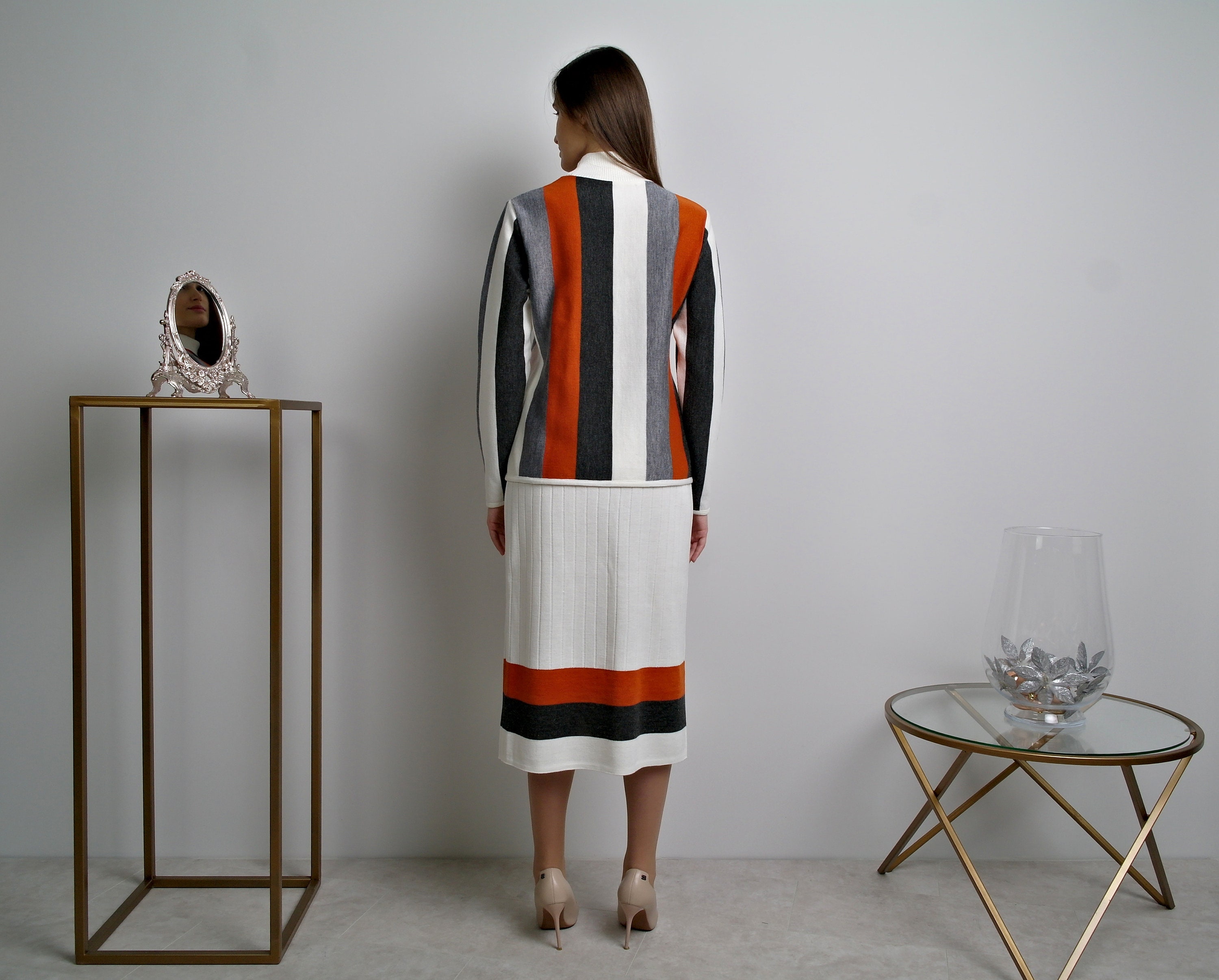 KNITTED SUIT Striped Autumn Suit Wool Women's Suit Knit - Etsy