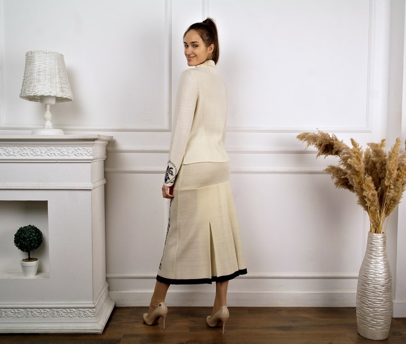 WOOLEN WOMEN SUIT Wool Knitted Jacket and Skirt Suit Woolen - Etsy