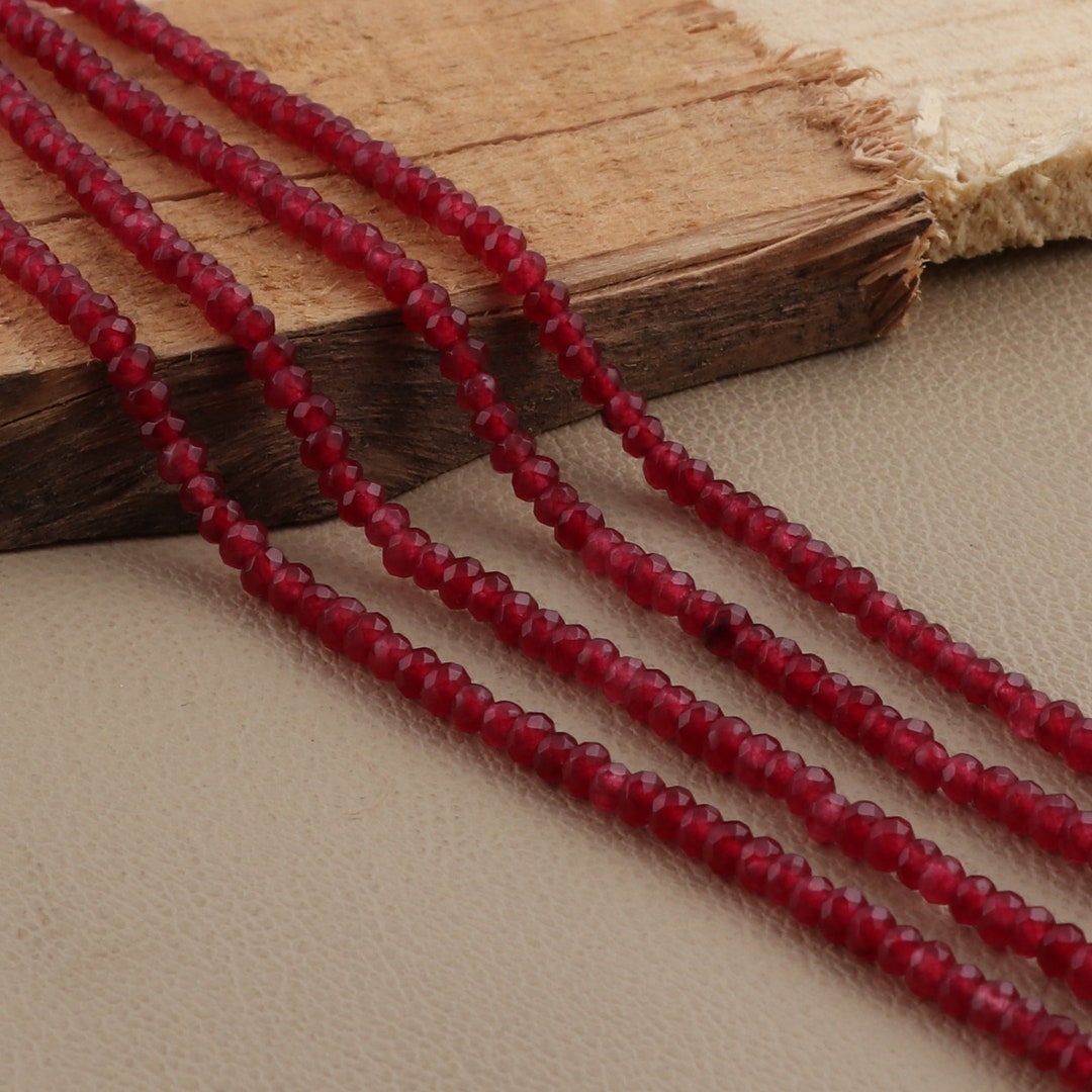 Faceted Ruby Gemstone Beads, Semi Precious Rondelle Beads Strand, Micro ...