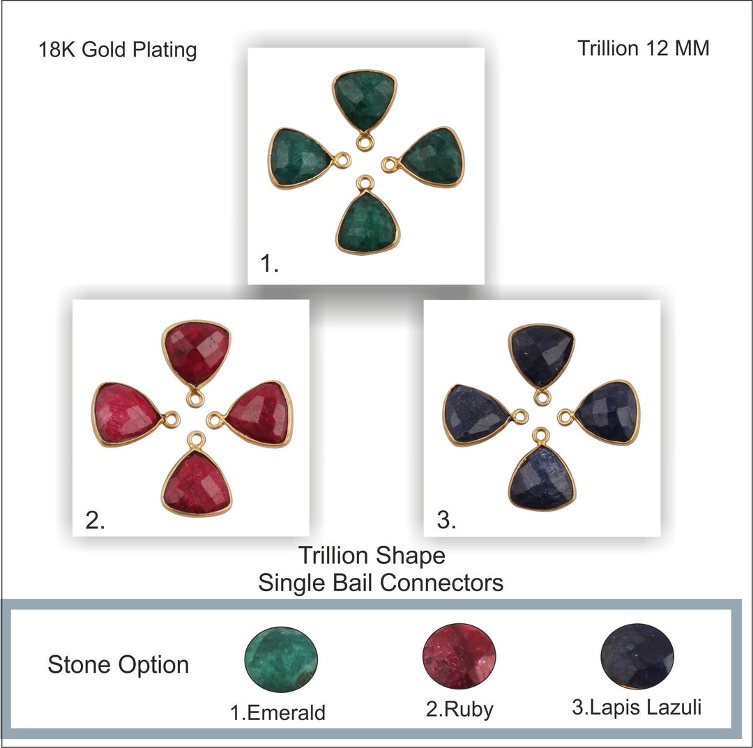 Natural Blue Sapphire Bezel Set Connector, Single Bail 12 MM Charms for ...