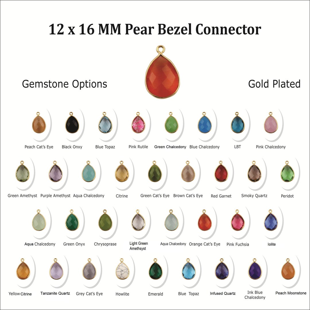 Pear Shape Gemstone Bezel Connector, Single Bail Gold Plated Connector ...
