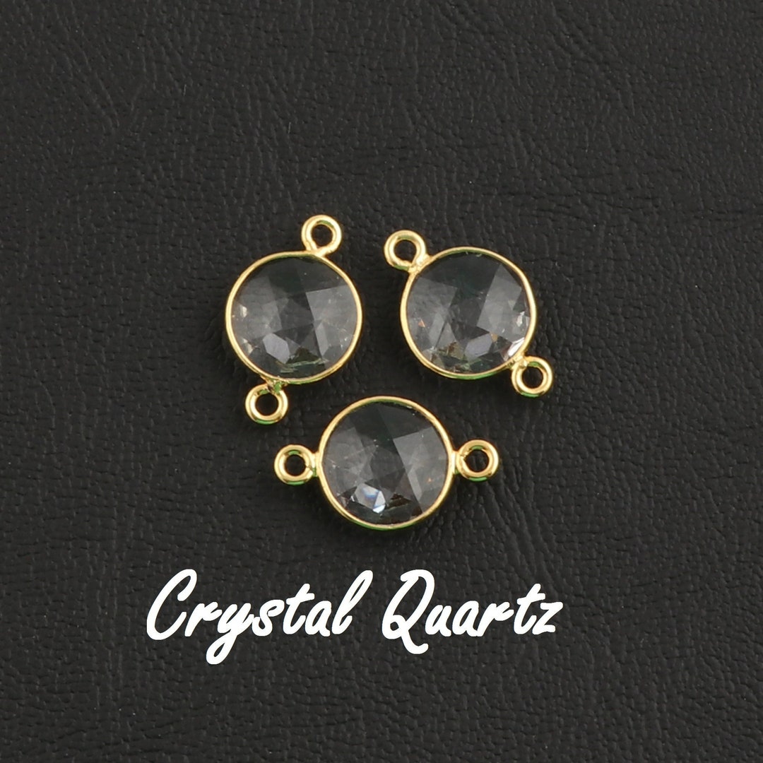 Crystal Quartz Bezel Link Connectors, Double Bail Gold Plating ...