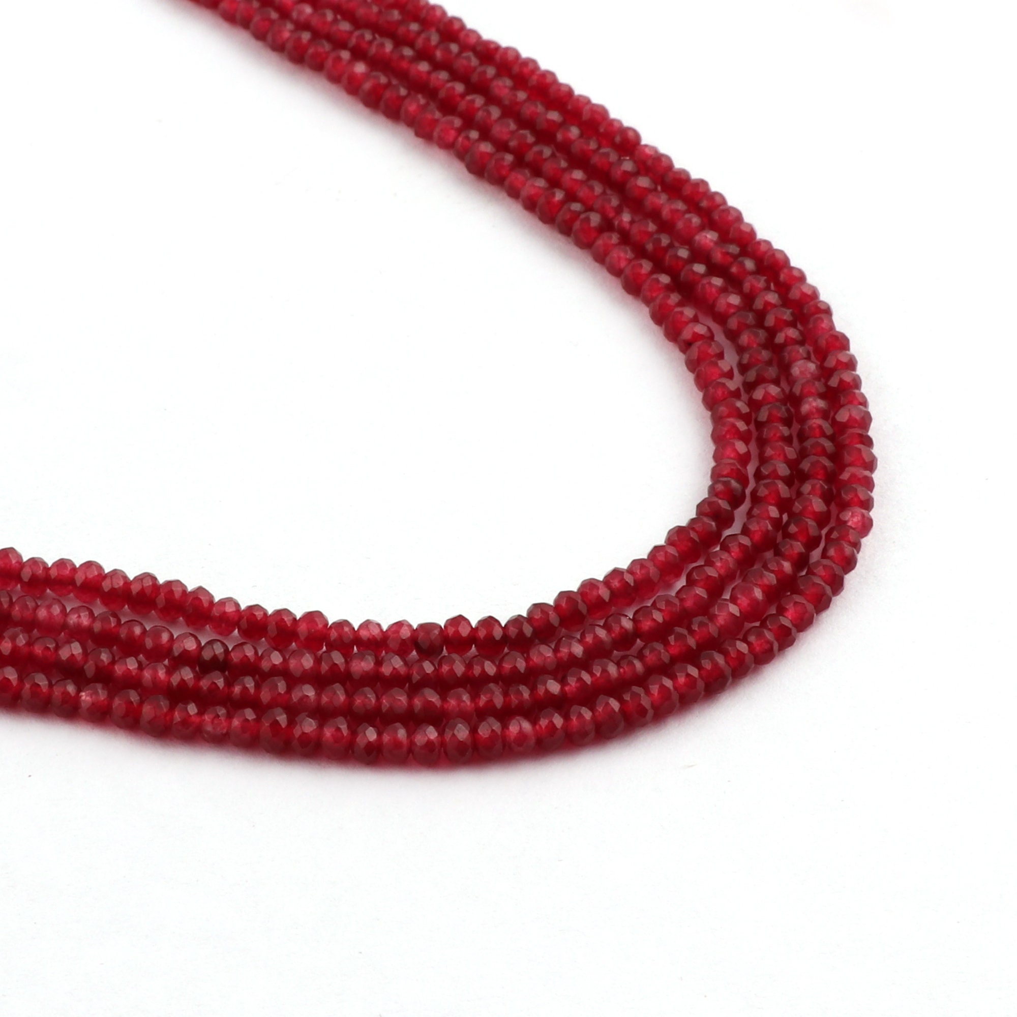 Faceted Ruby Gemstone Beads, Semi Precious Rondelle Beads Strand, Micro ...