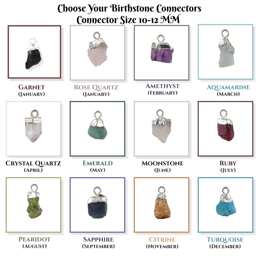 Natural Raw Gemstone Connectors, Choose Your Birthstone Charms, 10-12 ...