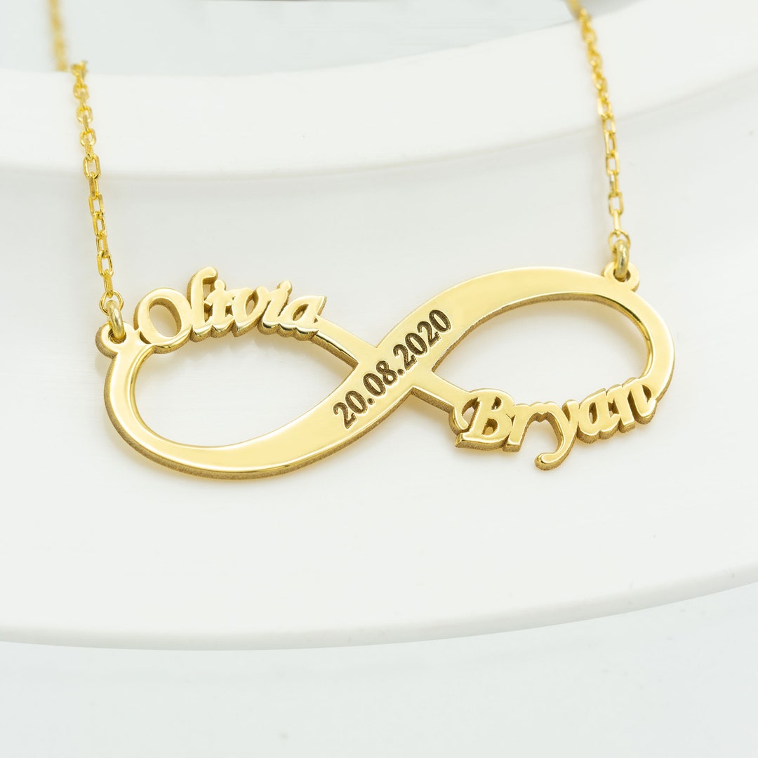 Infinity Two Name Necklace Valentine's Day Gift Personalized Infinity Necklace Together Forever ...