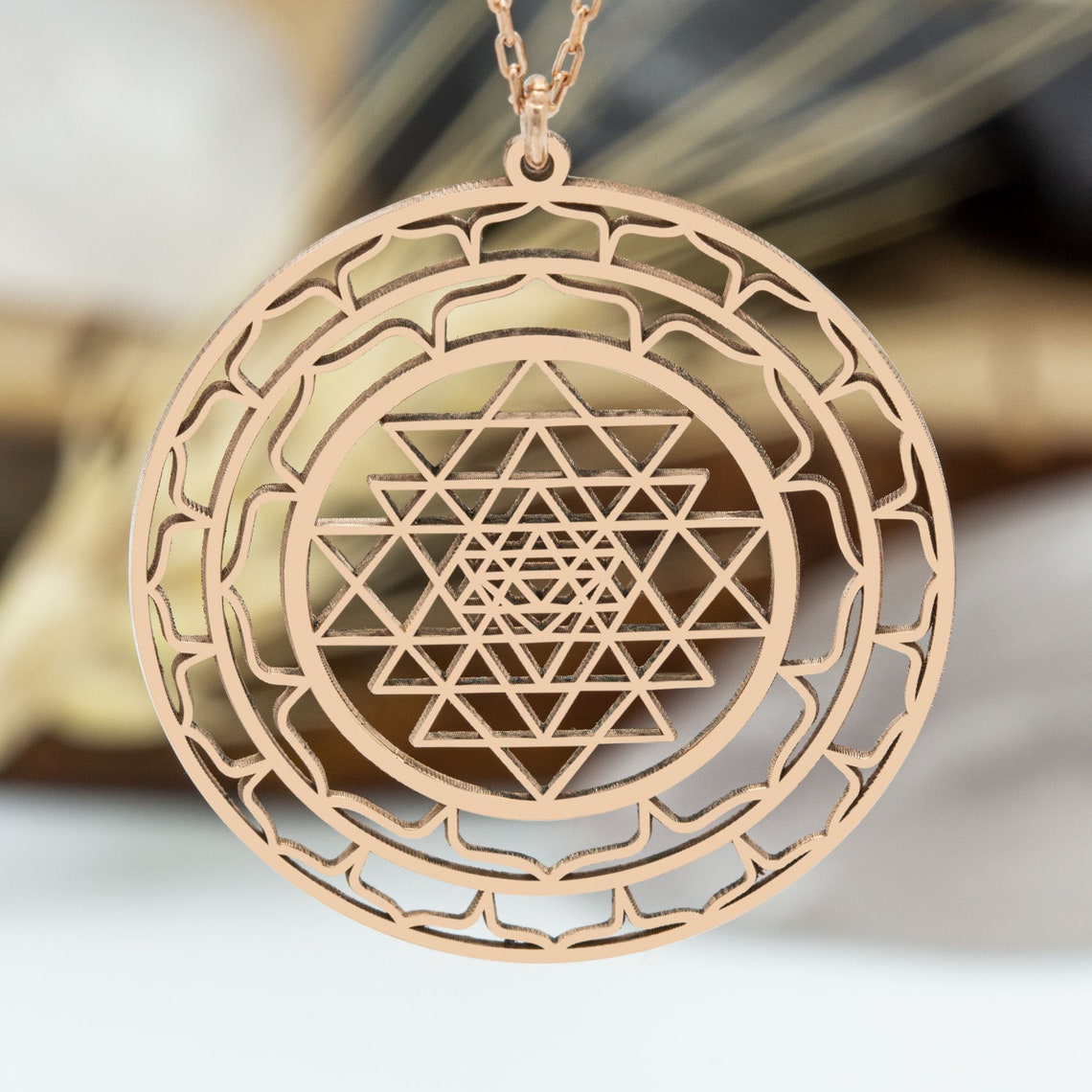 Next Day Shipping Gold Sacred Geometry Necklace Sri Yantra - Etsy