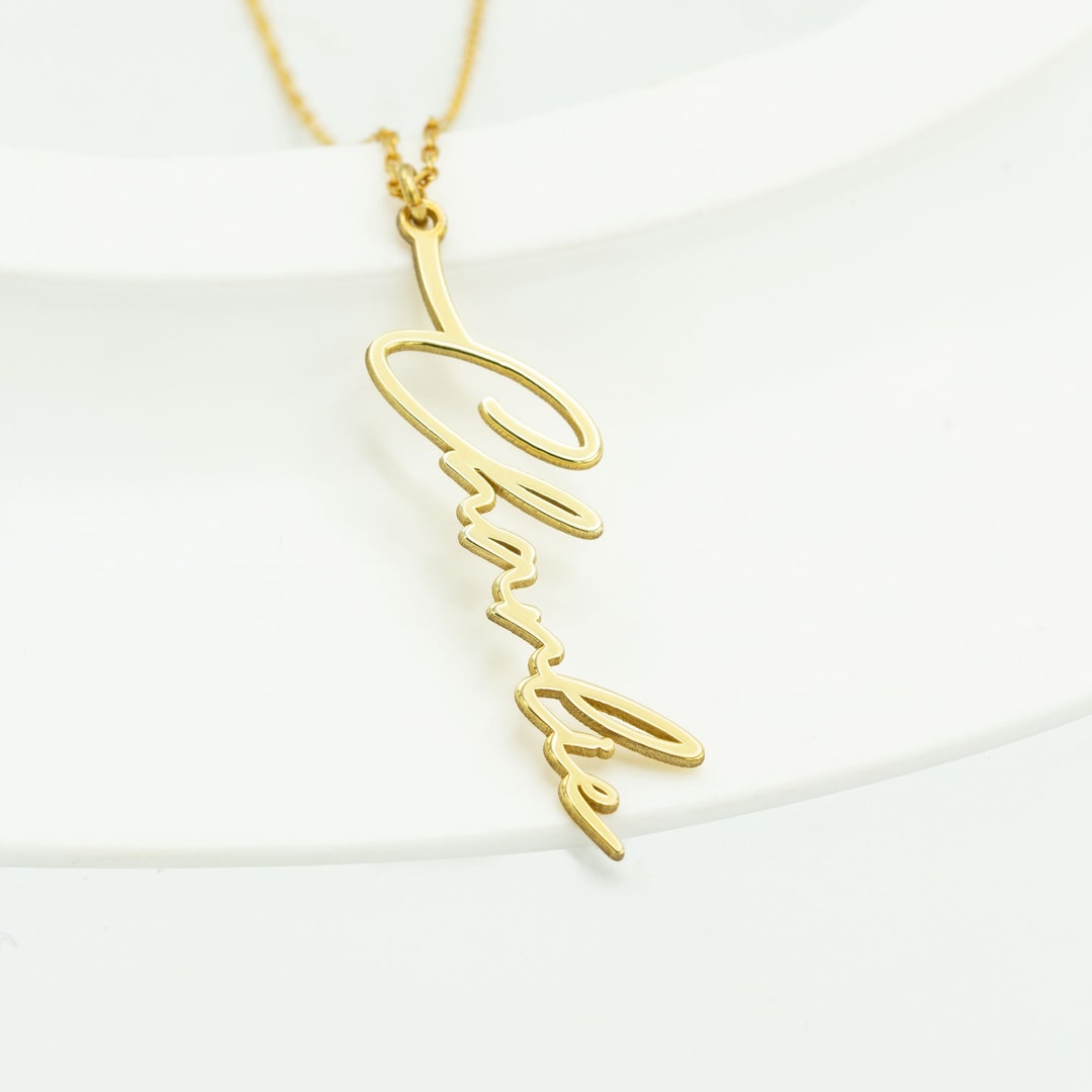 Vertical Signature Personalized Name Necklace - Mother's Day Gift ...