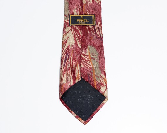 Vintage FENDI Rome Tie Red, White Abstract Floral Des… - Gem