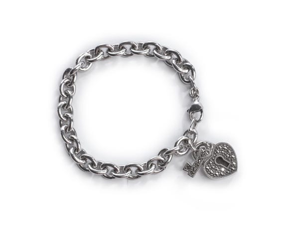 Vintage Judith Jack Sterling Silver Heart Bracelet | … - Gem