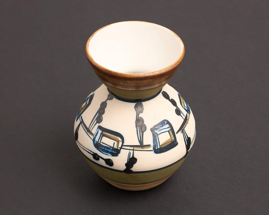Mid-century Harsa Israel Hand-painted Pottery Vase – Modernist Ceramic ...
