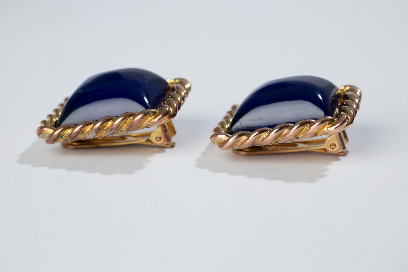 Vintage Escada Gold Tone Blue Cabochon Statement Clip Earrings - Etsy