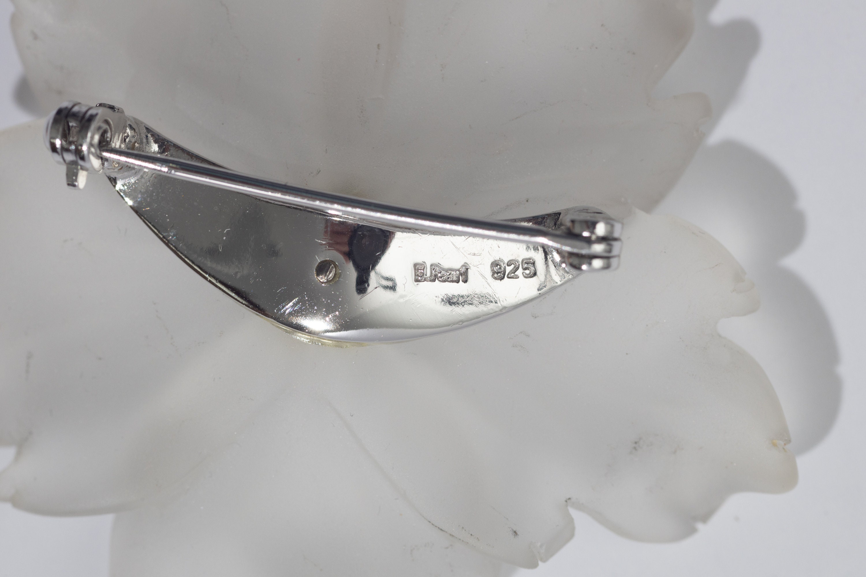 Rare Erwin Pearl .925 Silver Frosted Crystal Rhinestone Flower Brooch ...