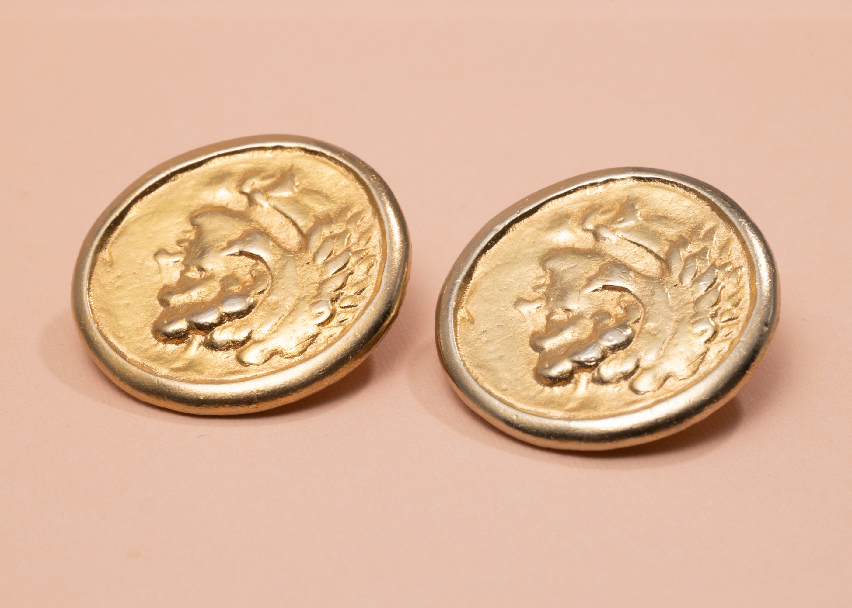 Vintage Gold-tone Roman Greek Soldier Coin Earrings - Etsy