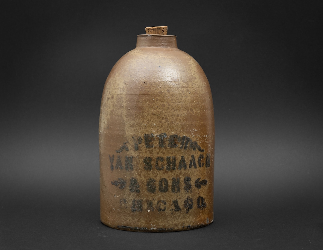 Vintage Peter Van Schaack & Sons. Chicago Stoneware Whiskey Jug - Etsy