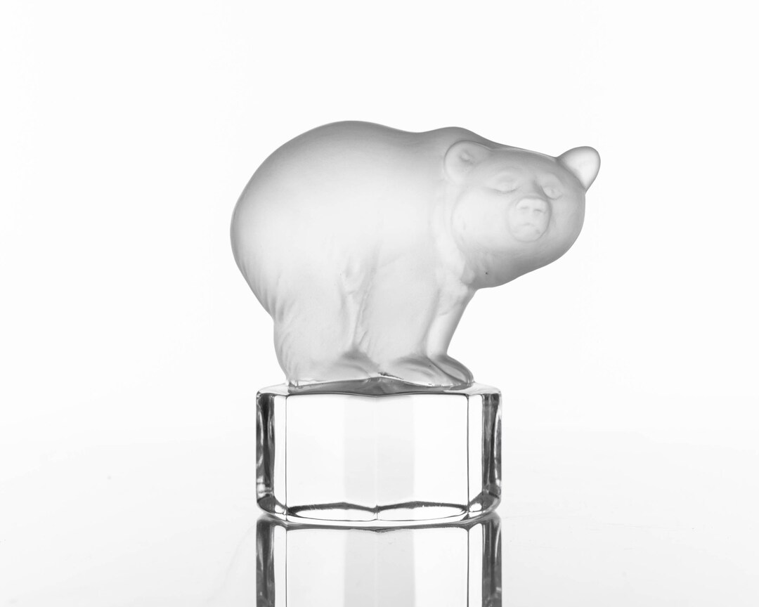 Frosted Glass Grizzly Bear Paperweight Figurine by Goebel - 3.5 Inches ...