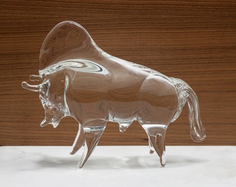 Glass Bull Figurine - Etsy