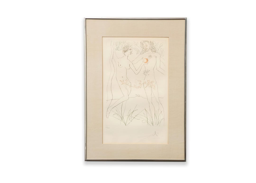 Salvador Dalí "adam & Eve" Signed Etching, Framed (1972) - Etsy