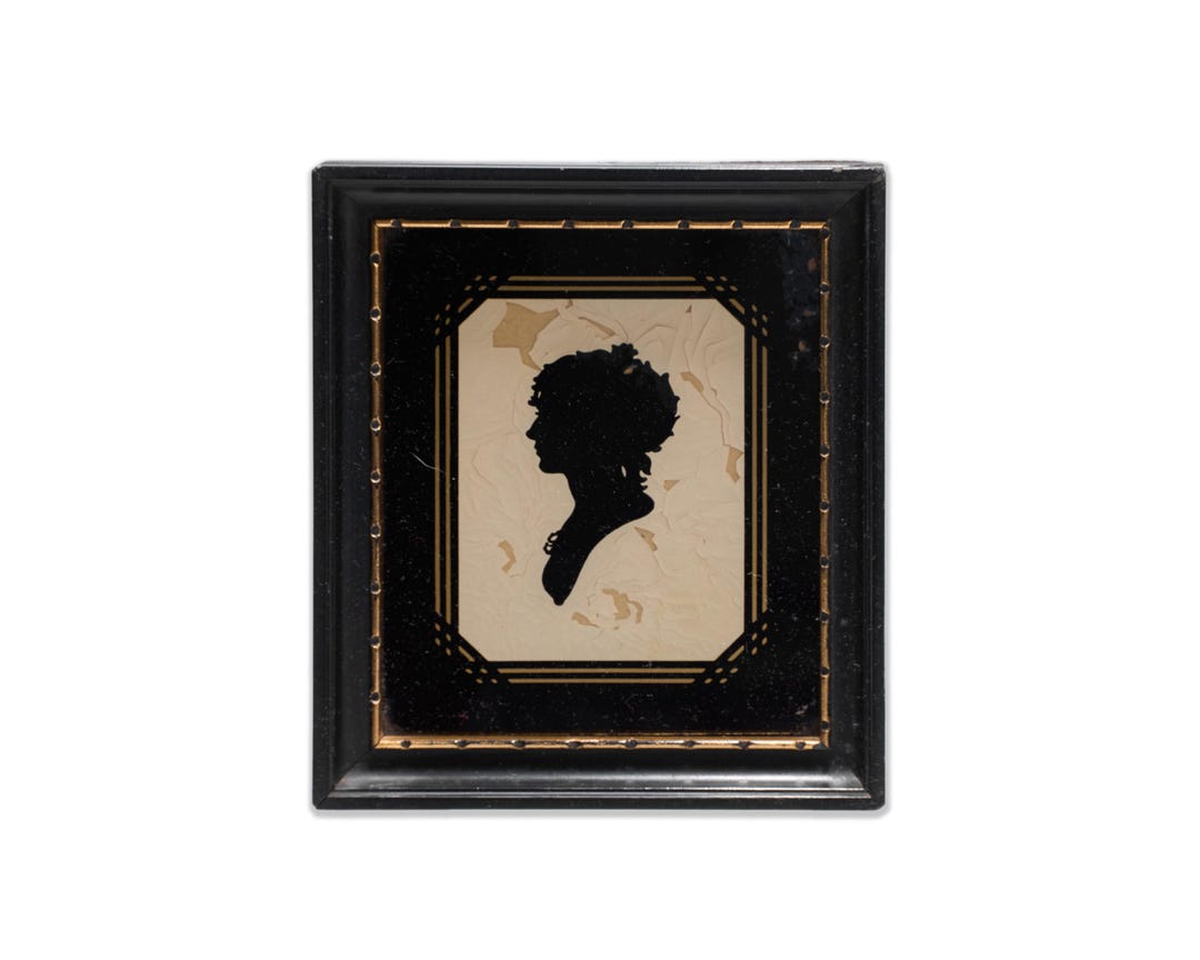 Antique “silhouette of Colonial Maiden” by Tallimit Art – No. 163, 4x5 ...