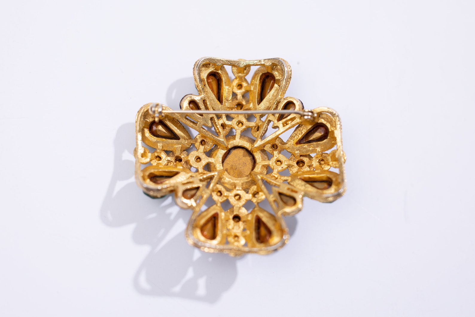Sphinx Gripoix Jeweled Maltese Cross Pin Brooch/pin in Gold - Etsy