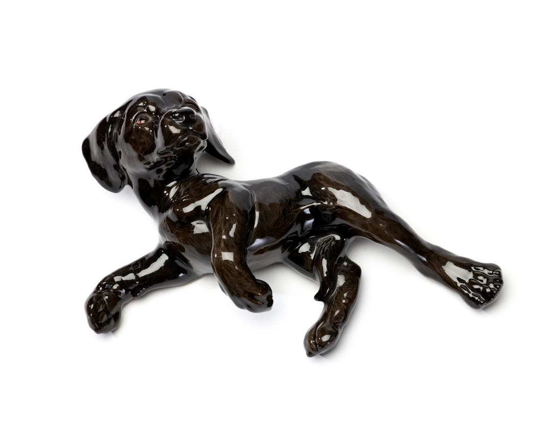 Labrador Puppy Goebel W Germany 30-038-12 Black Porcelain Figurine 12 ...