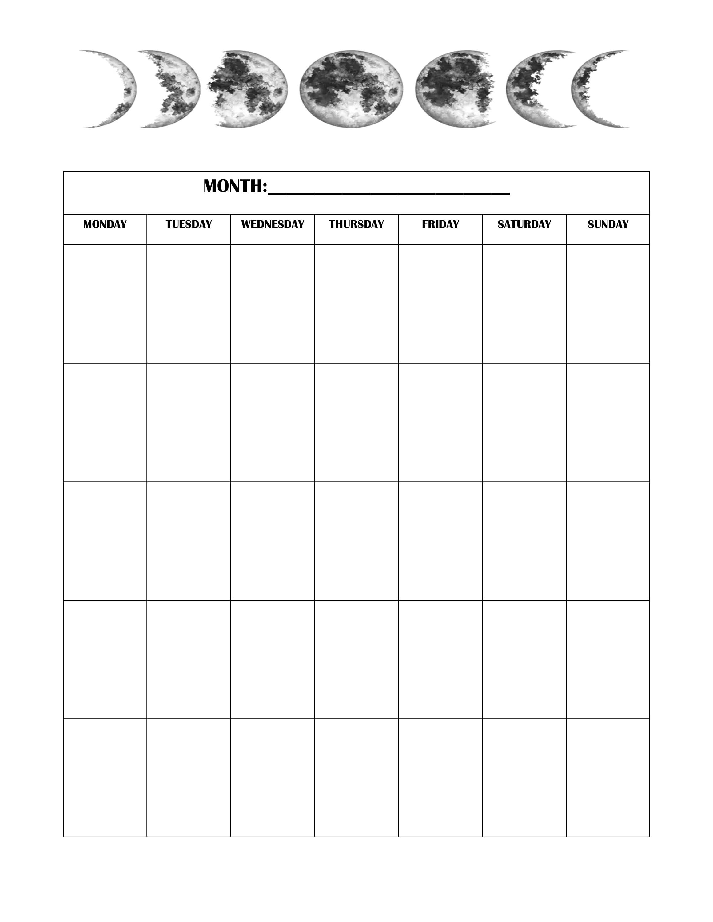 Blank Moon Calendar
